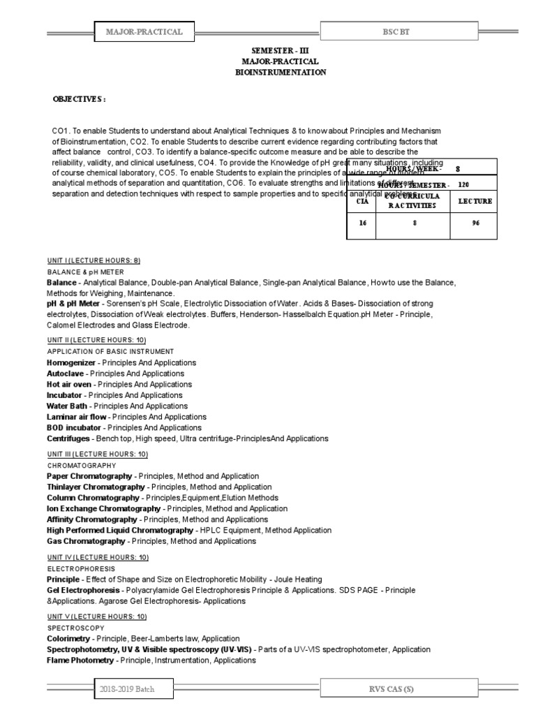 Bioinstrumentation Major Practical Guide | PDF | Gel Electrophoresis ...