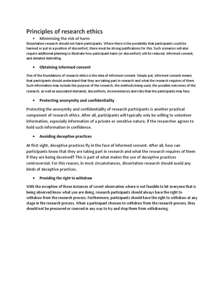 Research Ethics Principles Explained | PDF