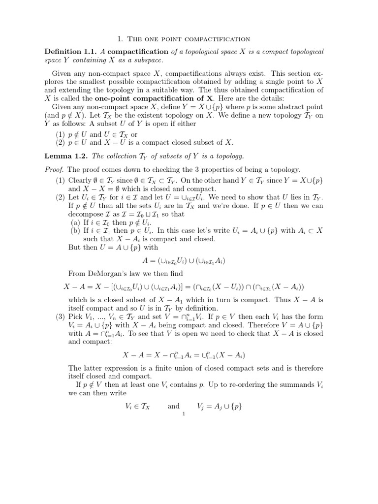05 - One-Point Compactification PDF | PDF | Compact Space ...