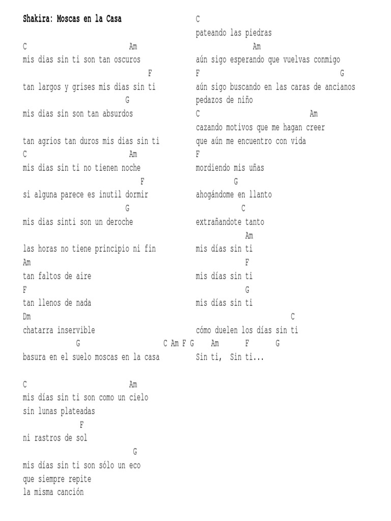 Shakira - Moscas en La Casa | PDF