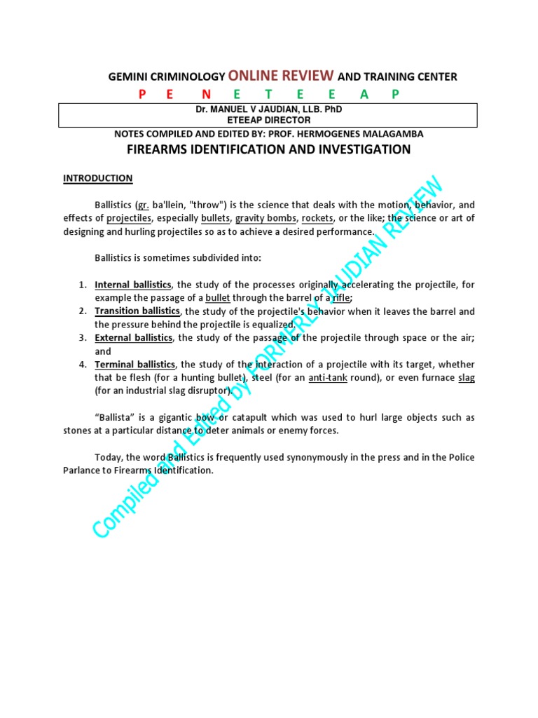 Firearms Identification and Investigation Ballistics | PDF | Trigger ...