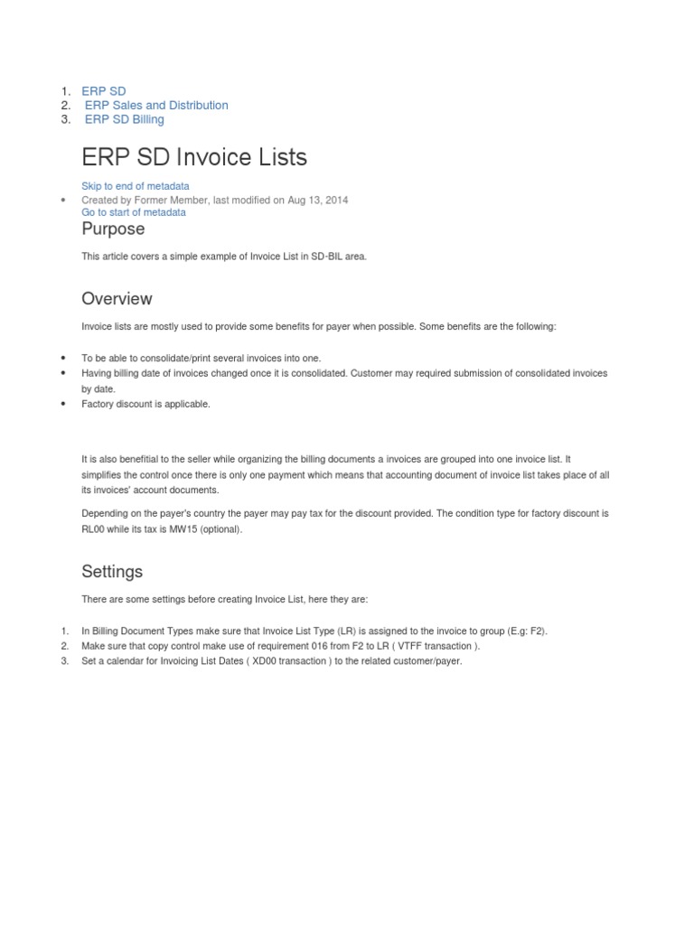 Creating Invoice Lists in SAP SD | PDF | Invoice | Computing