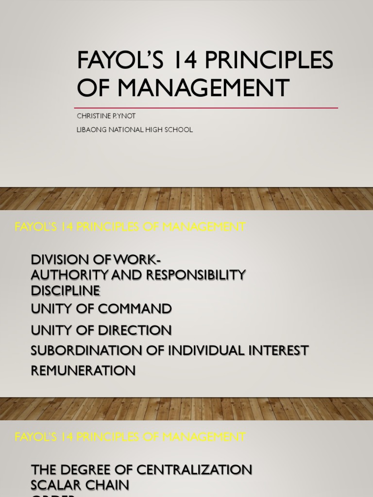 Fayol's 14 Principles of Management | PDF | Psychological Concepts ...