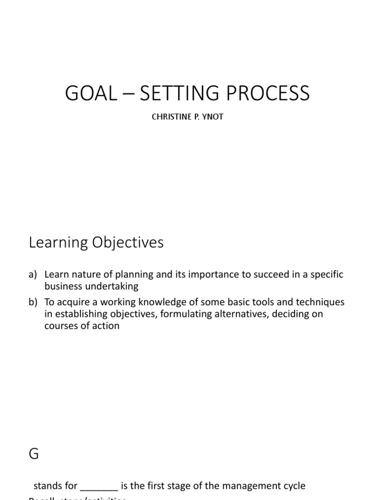 Goal - Setting Process | PDF | Goal | Swot Analysis
