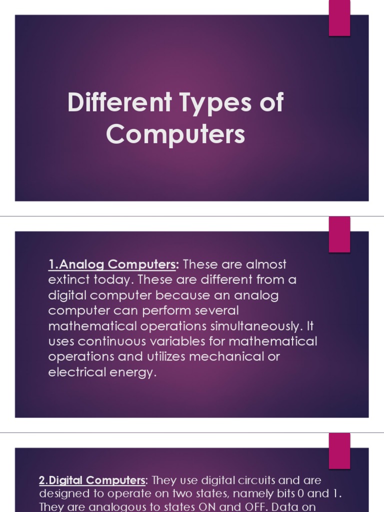 Different Types of Computers | PDF | Personal Computers | Microcomputers Different Types of Computers | PDF | Personal Computers | Microcomputers