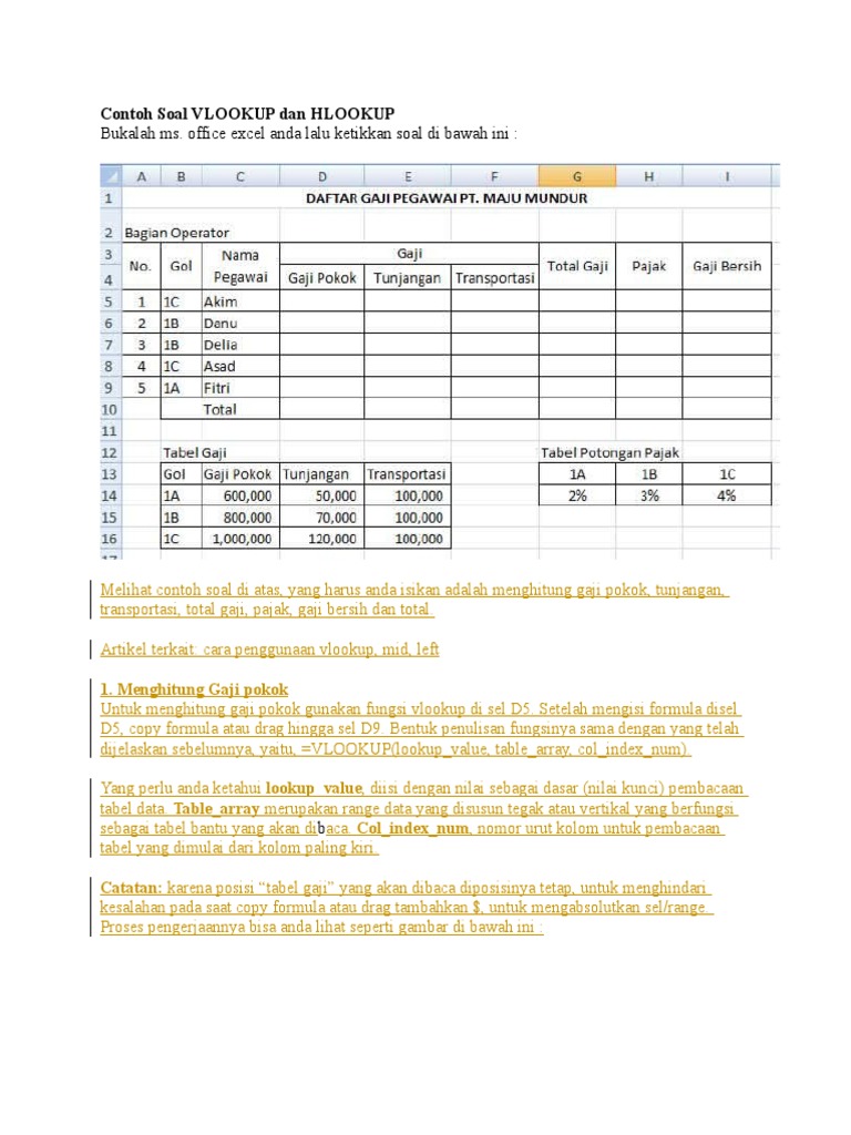 Contoh Soal VLOOKUP dan HLOOKUP Excel | PDF
