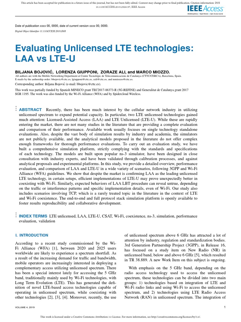 Evaluating Unlicensed LTE Technologies LAA Vs LTE PDF | PDF | Digital Technology ...
