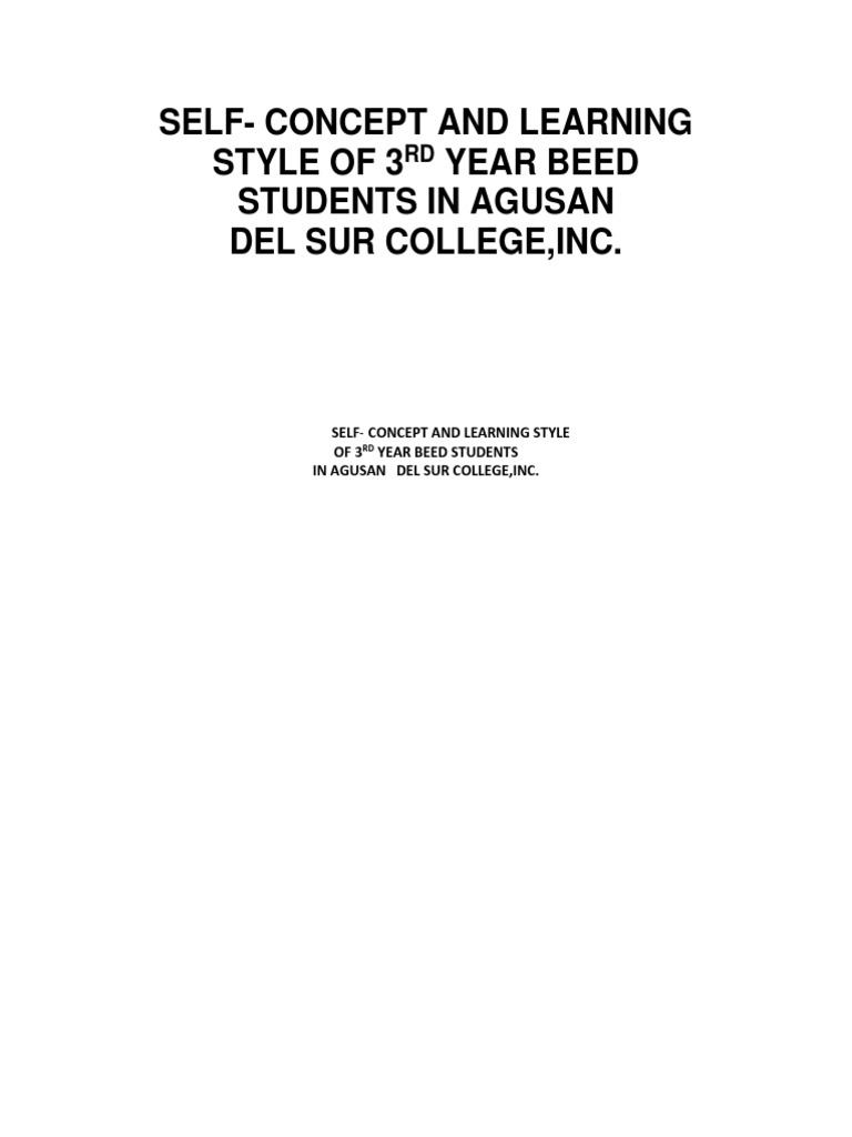 Self-Concept & Learning Styles in BEED Students | PDF | Wellness