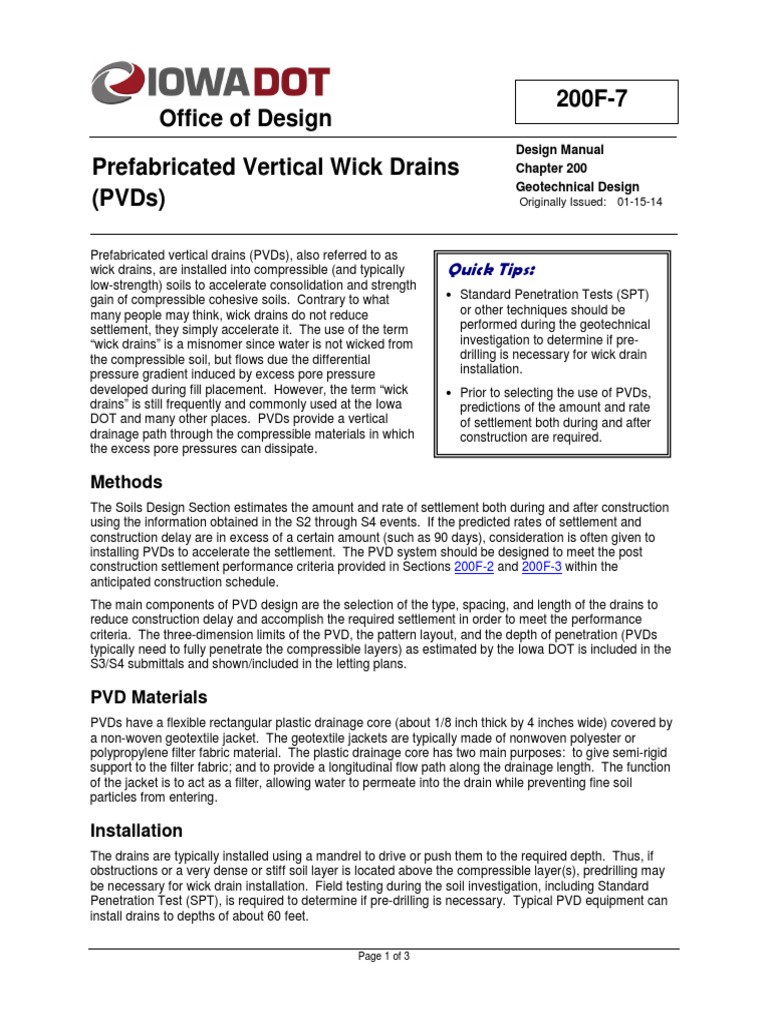 PVD Specification | PDF | Drainage | Geotechnical Engineering