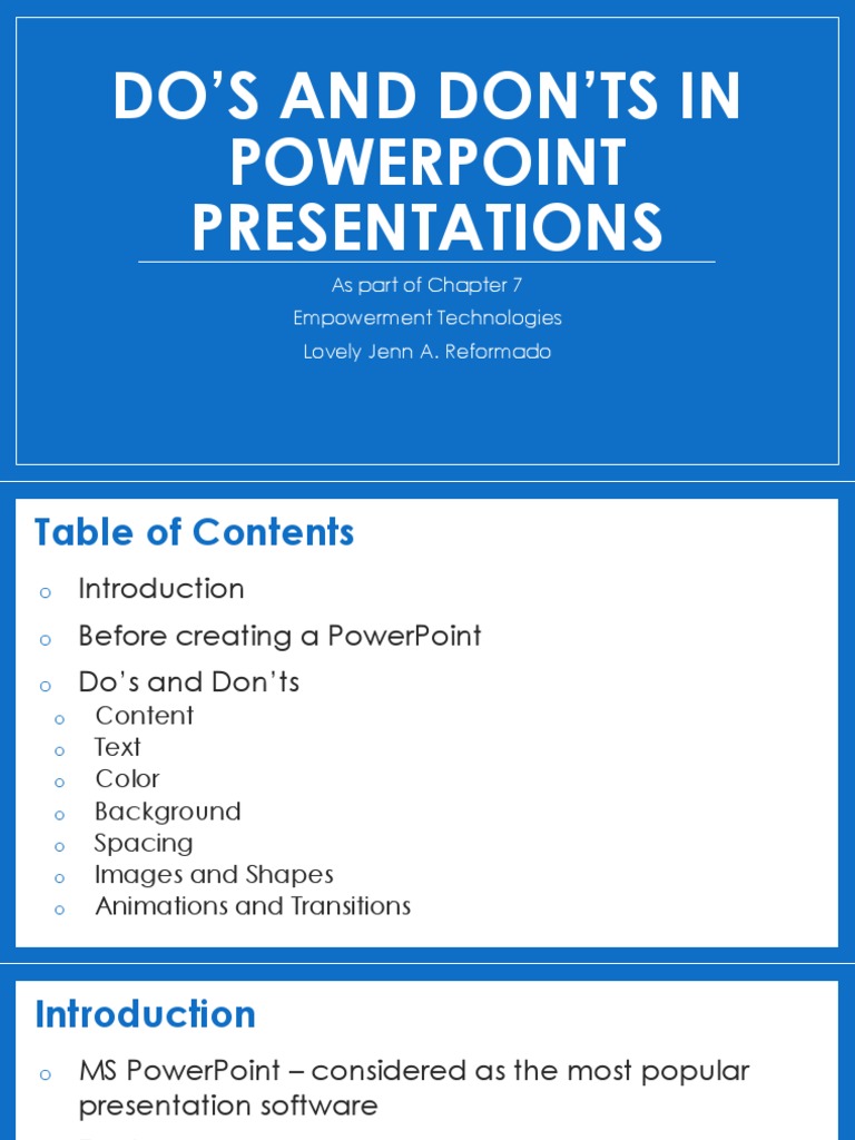 Do's and Don'Ts in PowerPoint Presentation | PDF | Microsoft Power ...