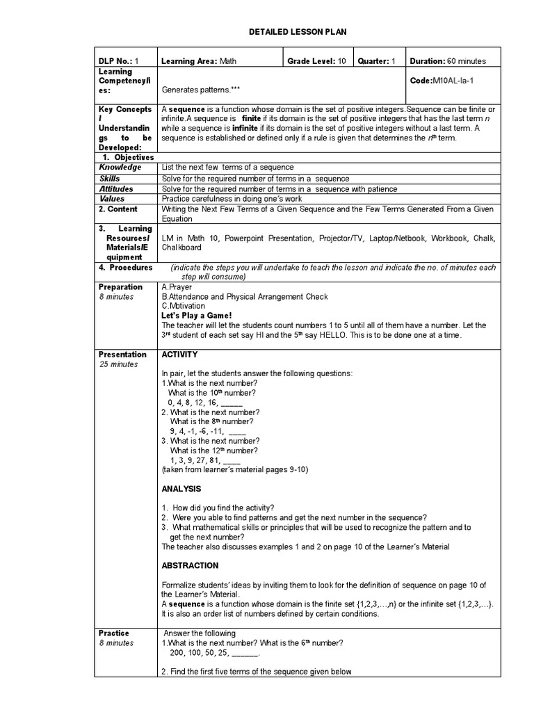Knowledge Skills Attitudes Values: 8 Minutes | PDF | Sequence | Numbers