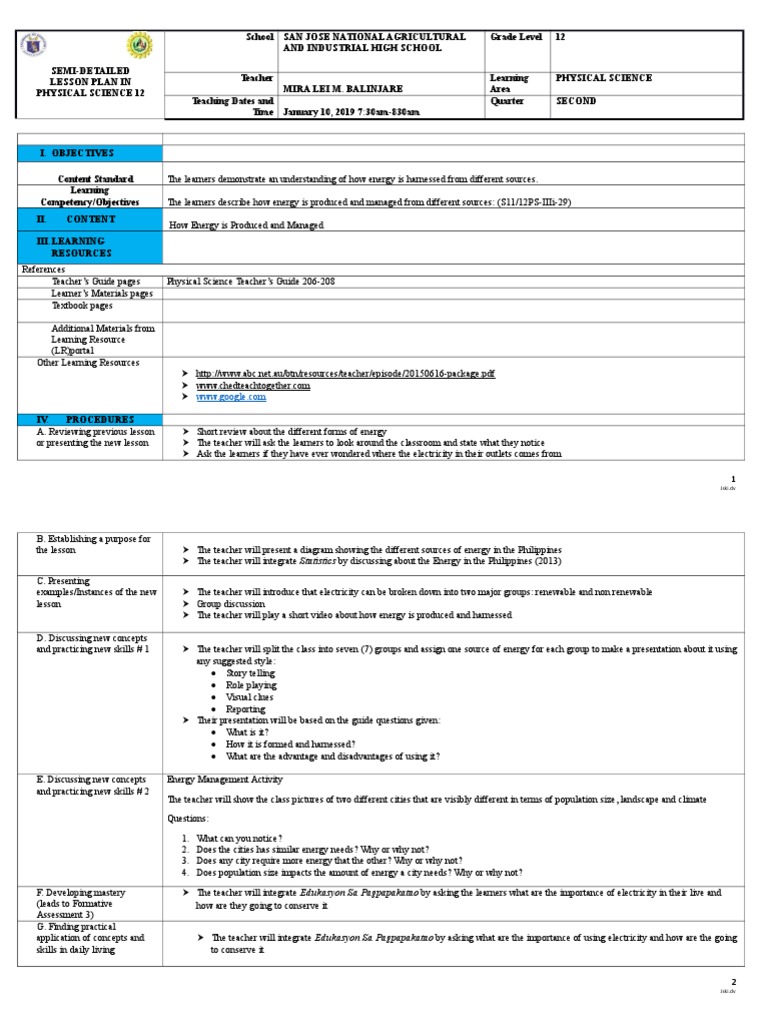 Harnessing Energy: A Lesson Plan on Producing and Managing Energy ...