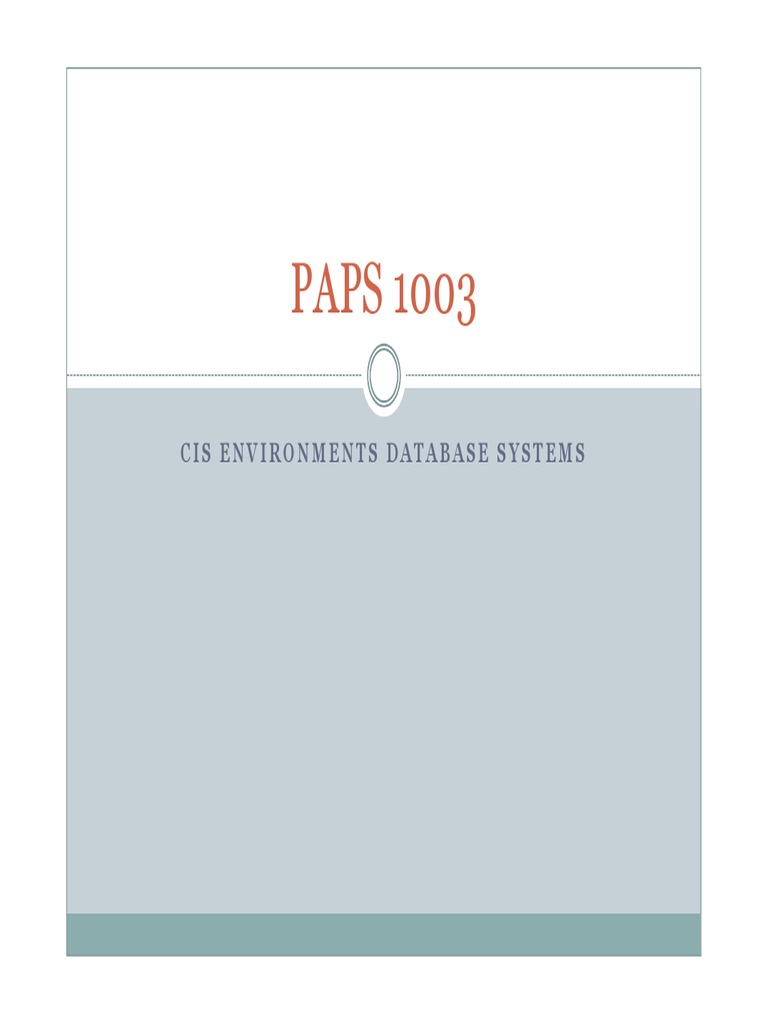 Paps 1003 | Download Free PDF | Databases | Audit