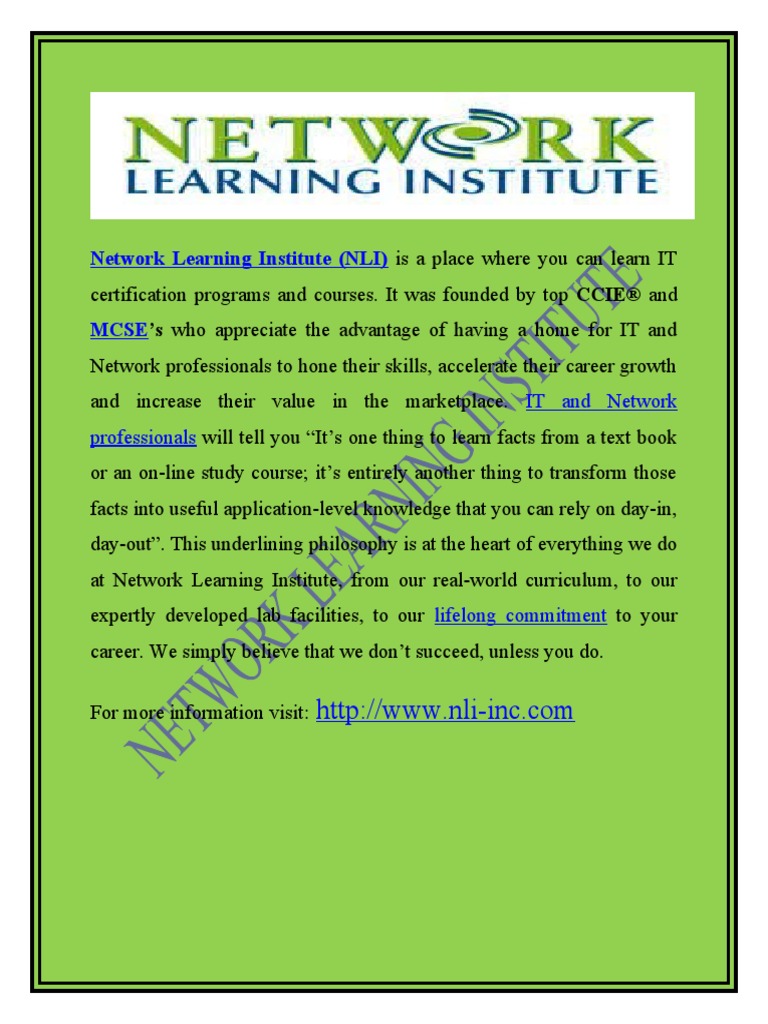 Network Learning Institute | PDF | Career & Growth