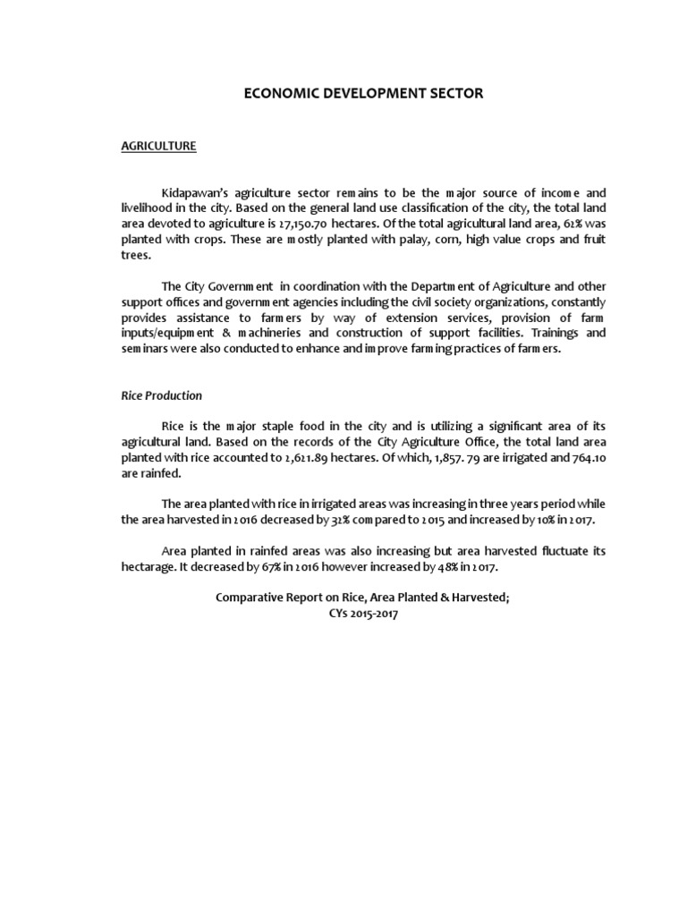 Economic Sector Accomplishment Report 2017 | PDF | Rice | Agriculture