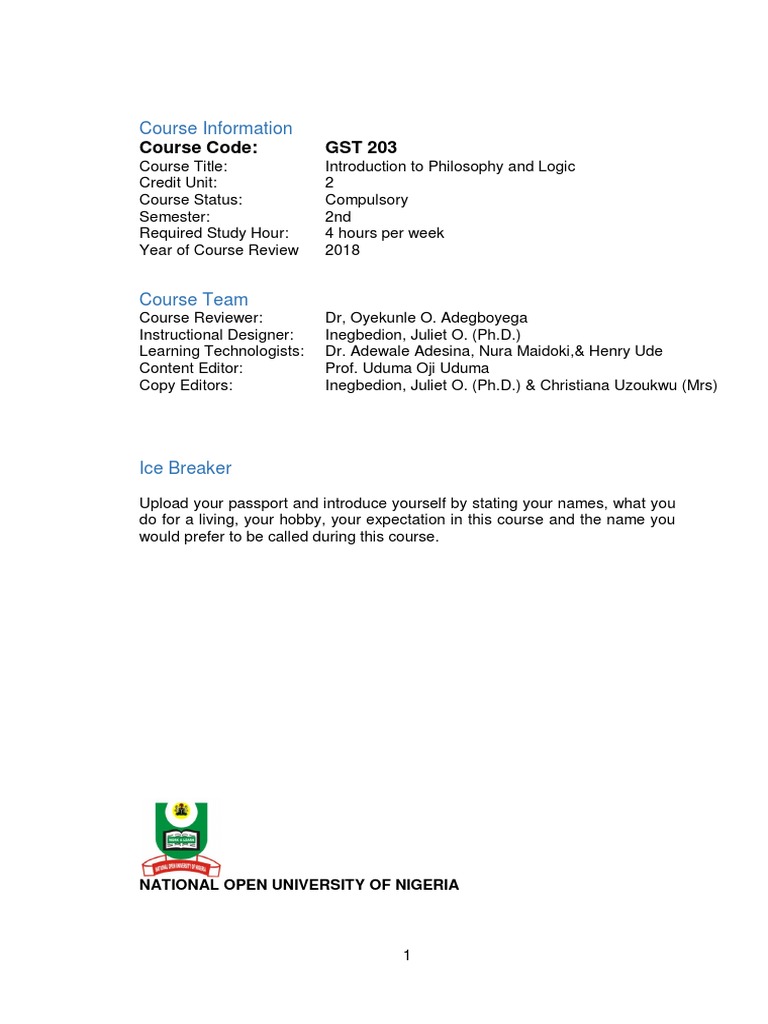 GST 203 | PDF | Rationalism | Argument
