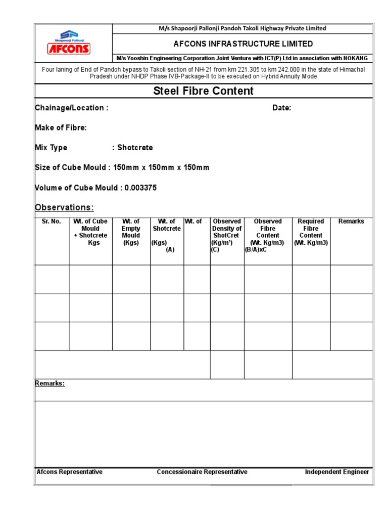 PT Formate of Steel Fibre Content | PDF