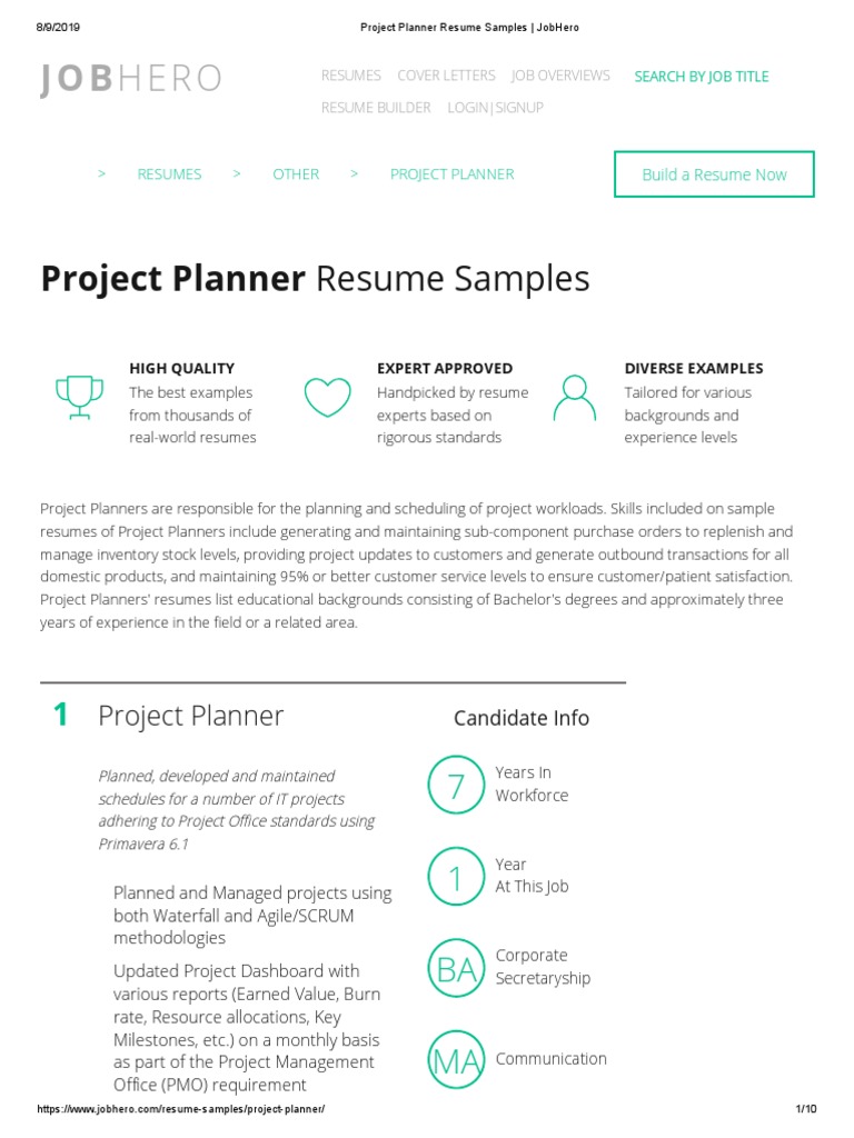 Planner Resume Sample | PDF | Project Management | Business