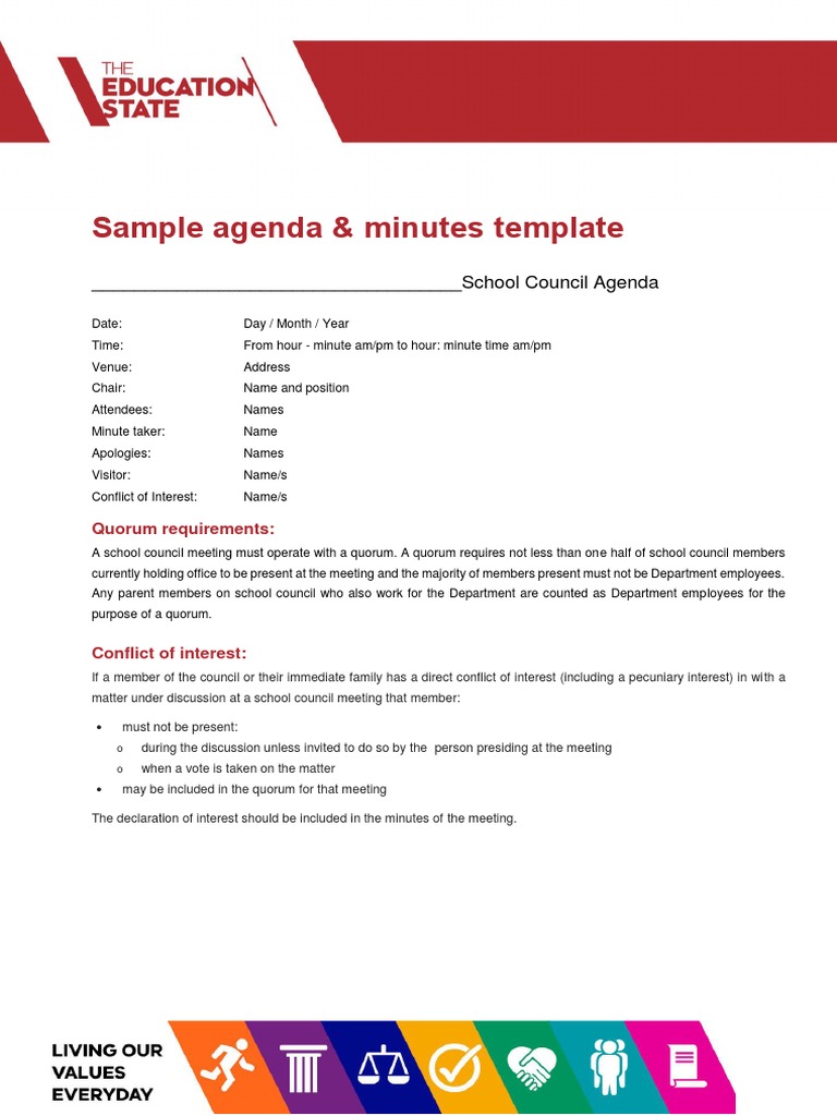 Sample Agenda & Minutes Template | PDF | Quorum | Agenda (Meeting)