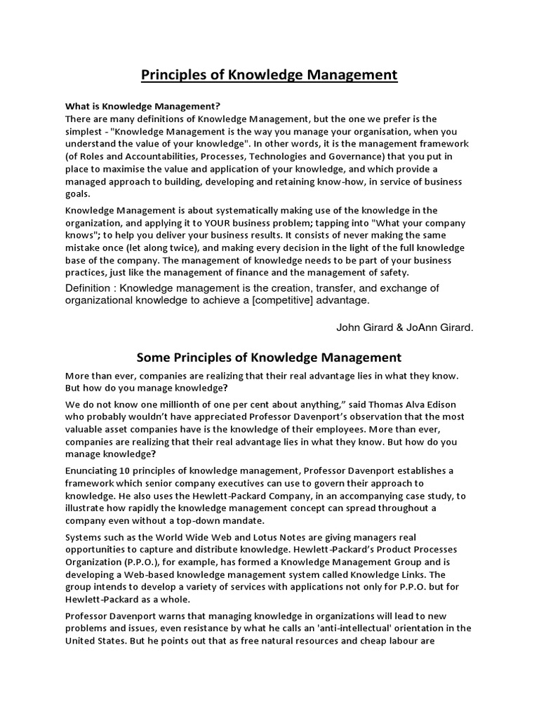 Principles of Knowledge Management | PDF | Employment | Business Process