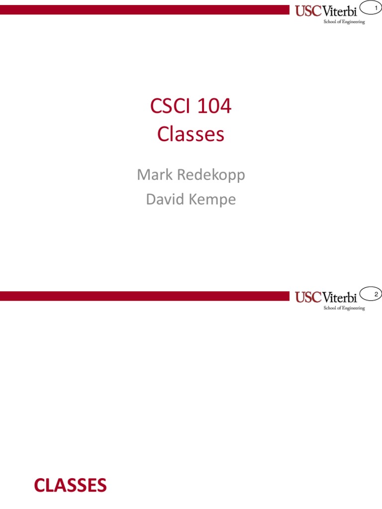 CSCI 104 Classes: Mark Redekopp David Kempe | PDF | C++ | Class (Computer Programming)