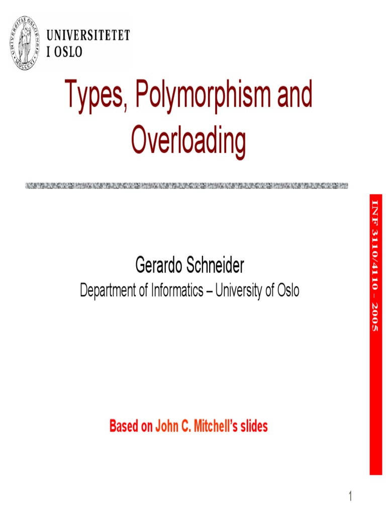 INF 3110/4110 - Types, Polymorphism and Overloading | PDF | Data Type | C++