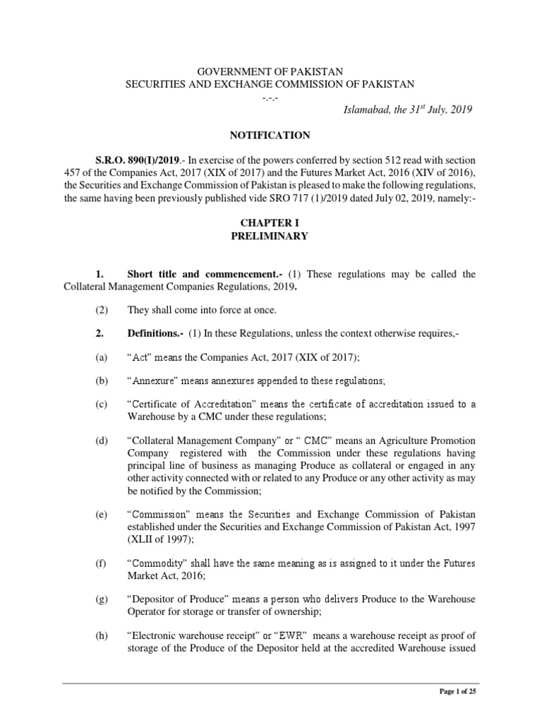 CMC Regulations 2019 | PDF | Board Of Directors | Regulatory Compliance
