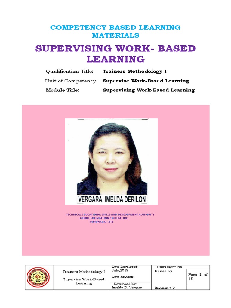 Supervising Work-Based Learning | PDF | Bookkeeping | Educational Technology