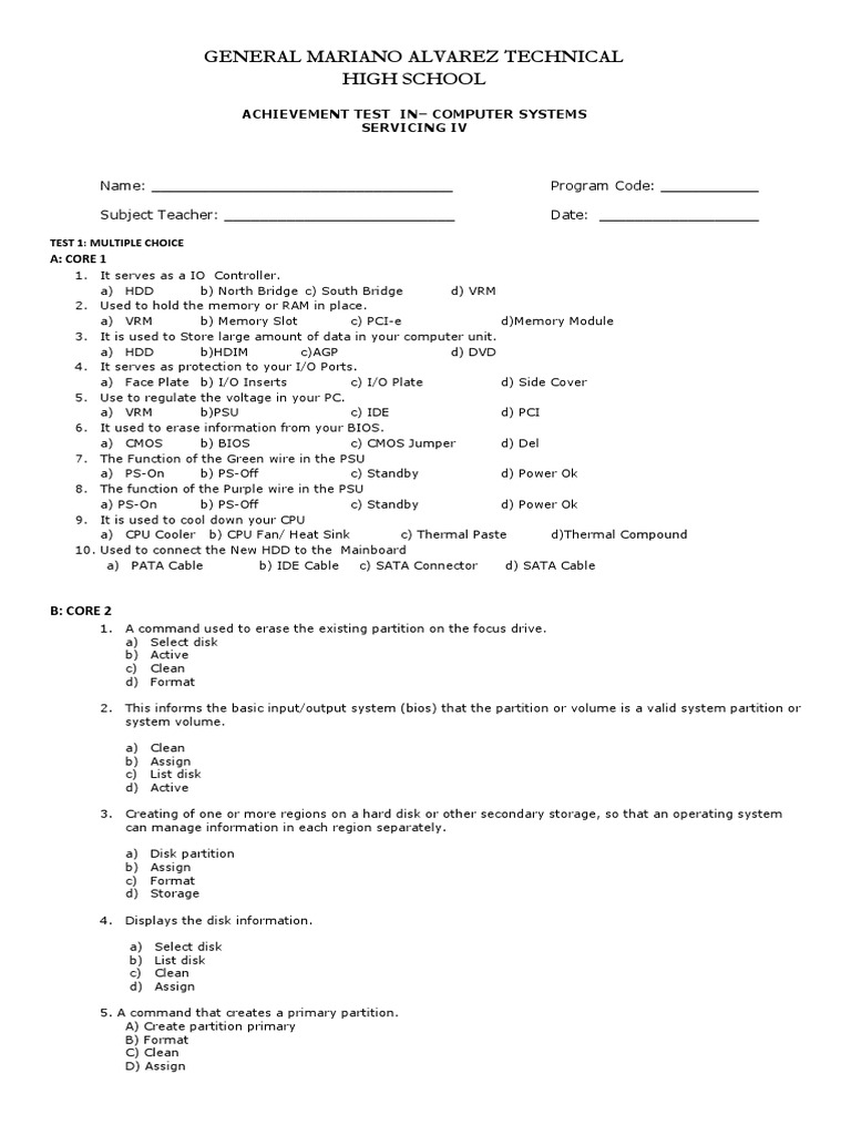 Css Achievement Test | PDF | Ip Address | Computer Network