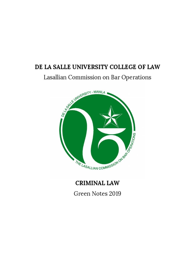 Criminal Law - DLSU 2019 | PDF | Crime & Violence | Crime Thriller