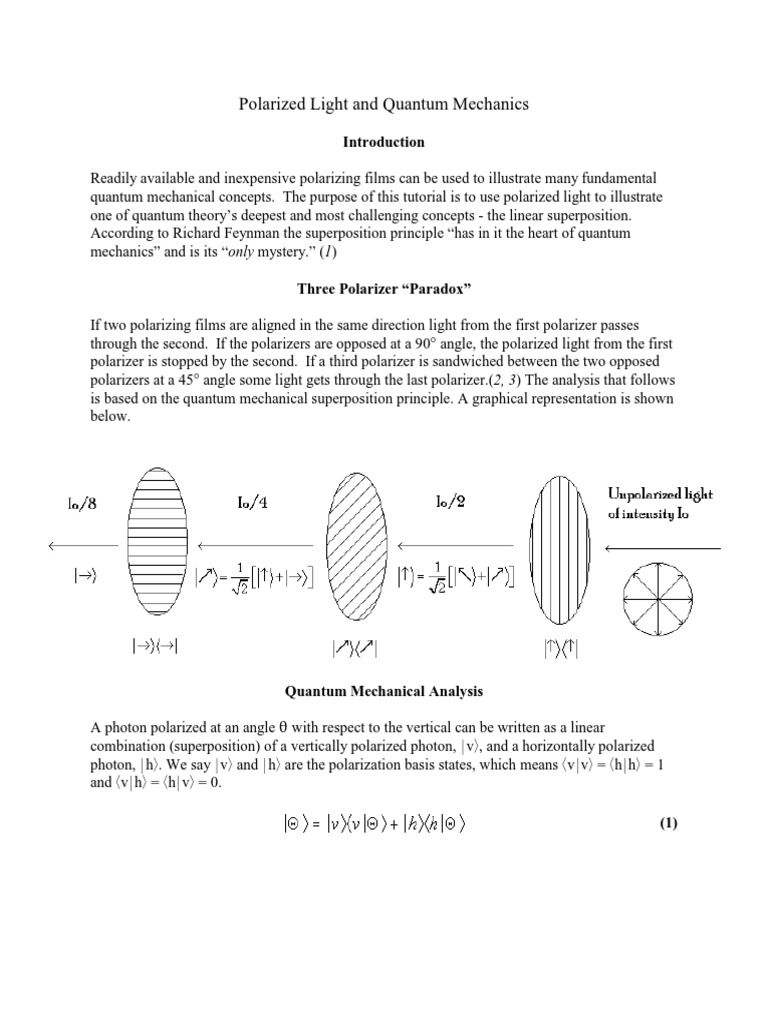 Polarized Light and Quantum Mechanics | PDF | Polarization (Waves) | Photon