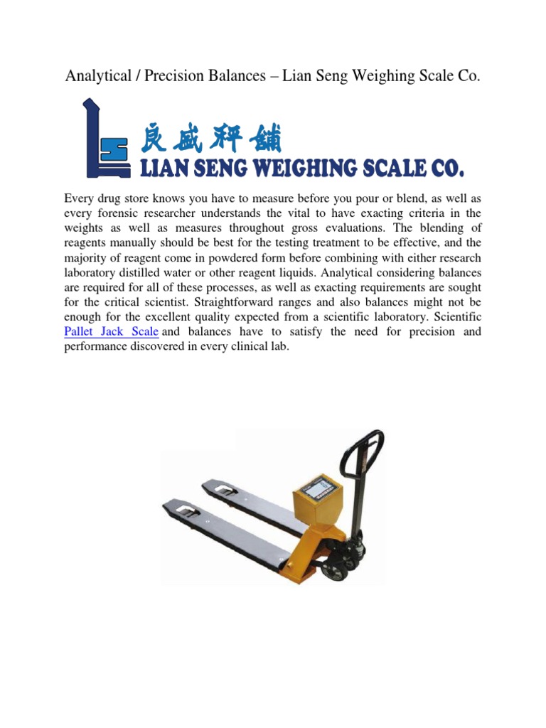 Analytical / Precision Balances - Lian Seng Weighing Scale Co | PDF ...