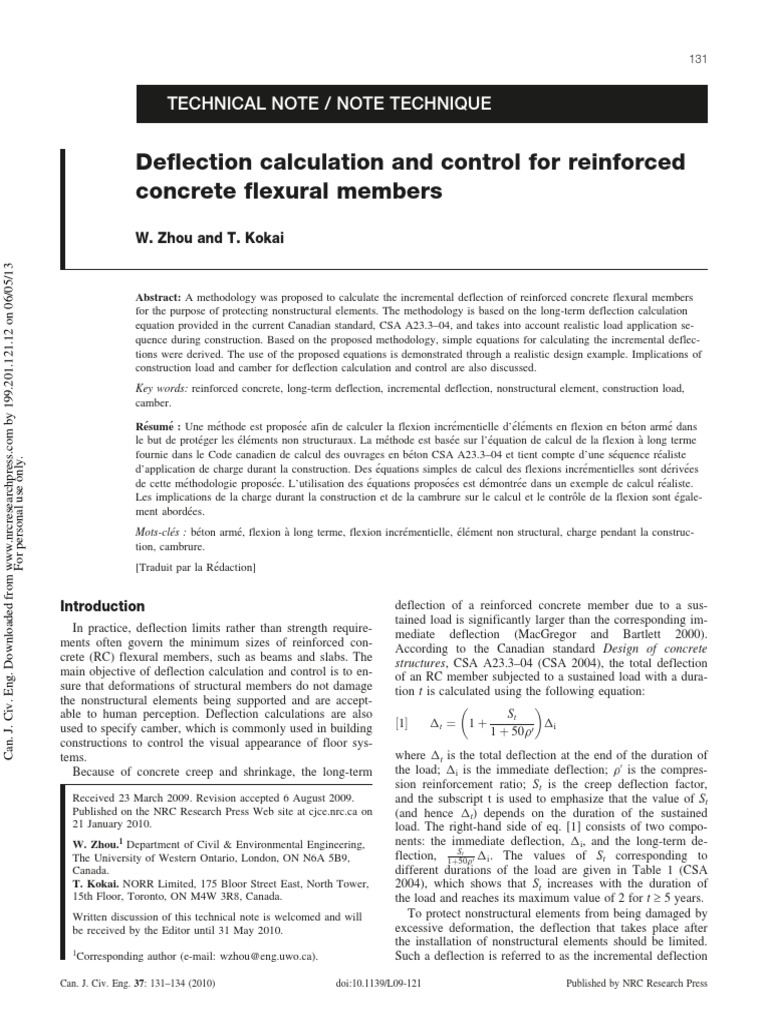 Deflection Calculation and Control For Reinforced Concrete Flexural ...