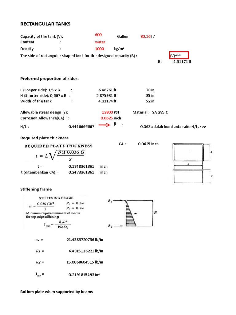 Calc Rectangular Tank | PDF