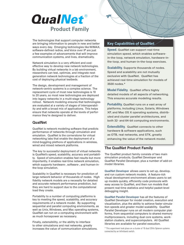 Product Family: Key Capabilities of Qualnet | PDF | Parallel Computing ...