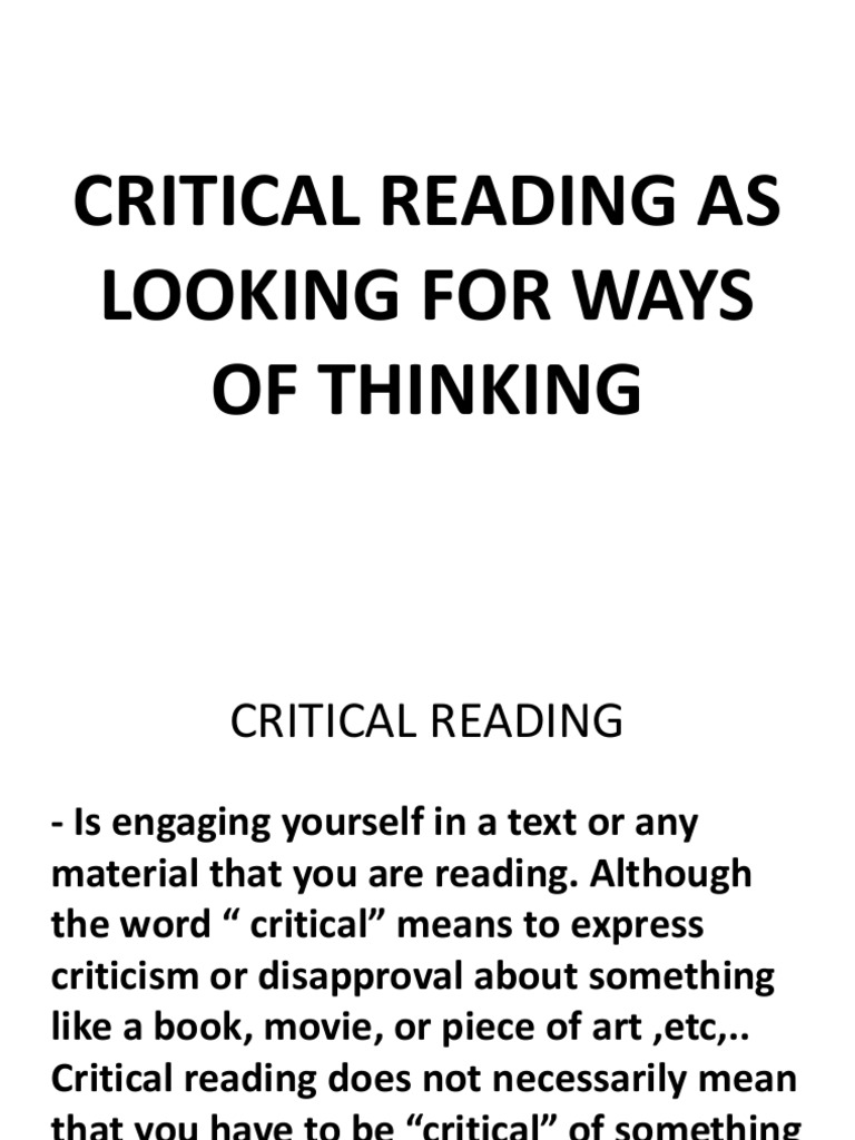 Chapter 2. Critical Thinking Reading | PDF | Critical Thinking | Argument