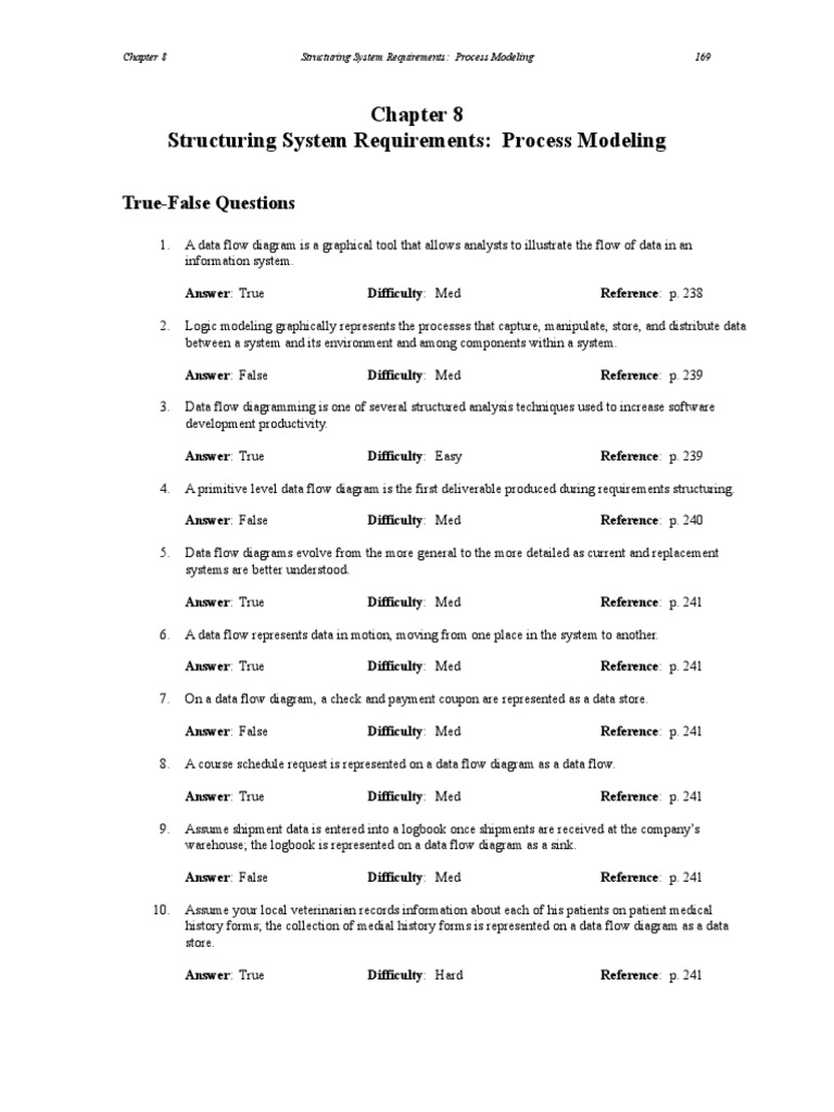 Structuring System Requirements: Process Modeling: True-False Questions ...