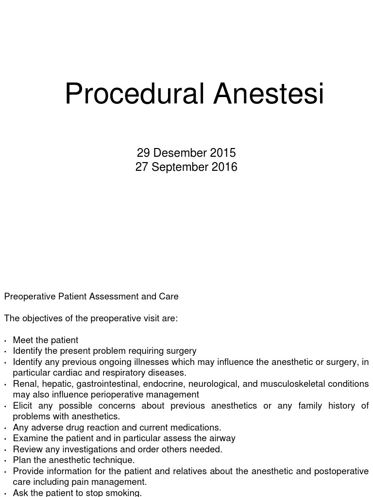 Procedural Anesthesia | PDF | Anesthesia | Medical Specialties