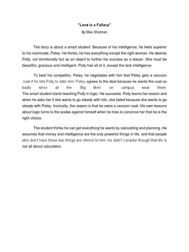 "Love Is A Fallacy": by Max Shulman | PDF