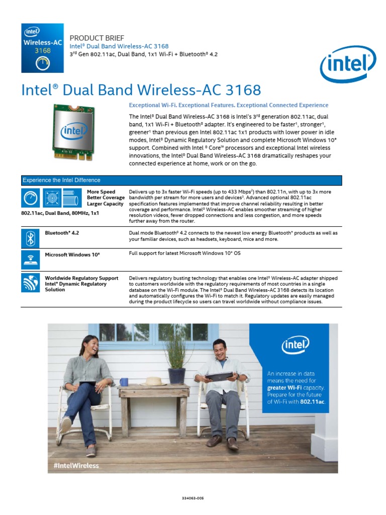 Dual Band Wireless Ac 3168 Brief | PDF | Ieee 802.11 | Bluetooth
