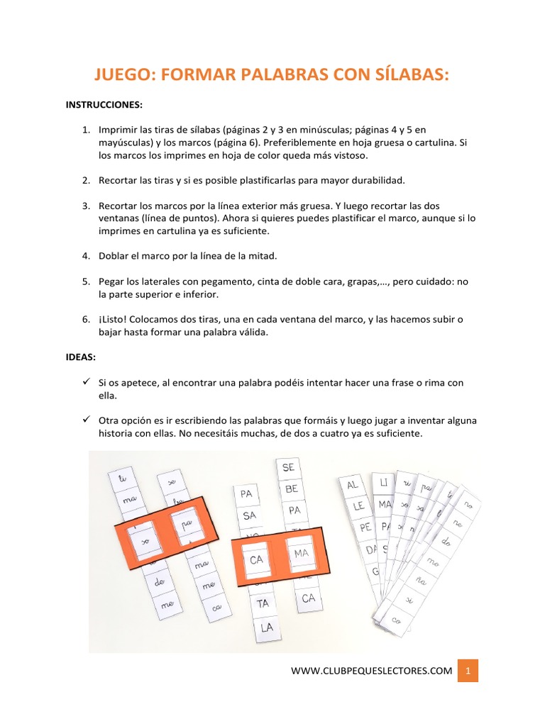 Actividades para formar palabras con sílabas | PDF | Ocio | Deportes