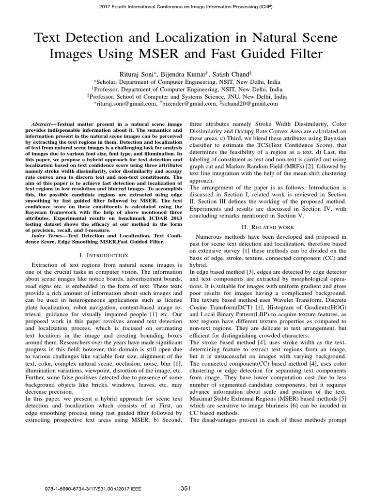 Text Detection And Localization In Natural Scene Images Using Mser And Fast Guided Filter Pdf