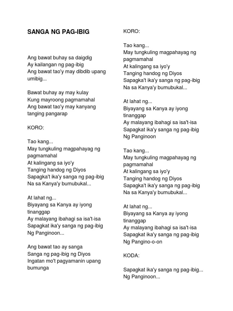 Sanga NG Pag-Ibig | PDF