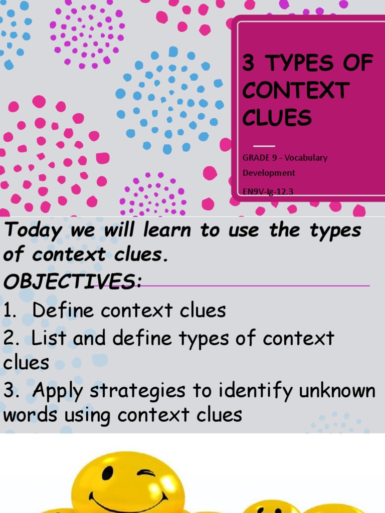 Types of Context Clues Grade 9 | Download Free PDF | Cognitive Science | Linguistics