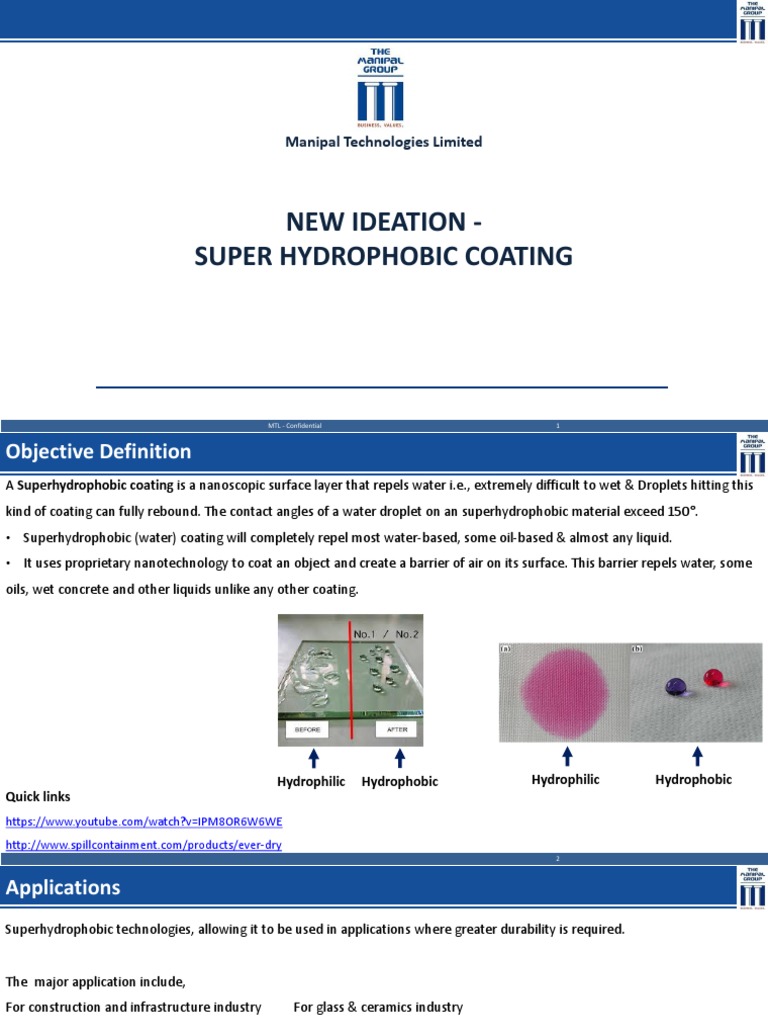 Super Hydrophobic Coating | PDF | Hydrophobe | Chemistry