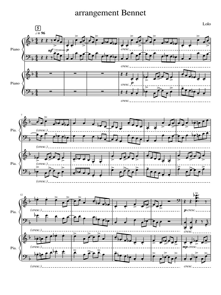 Lolo Piano Arrangement by Bennet | PDF