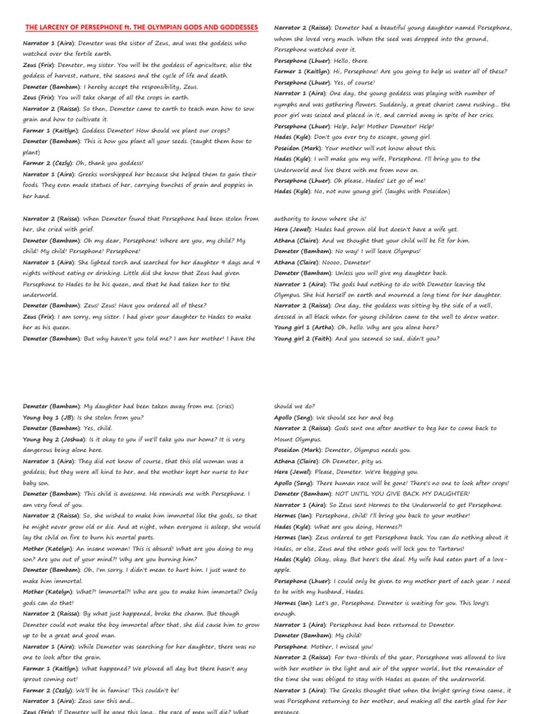 Demeter Script | PDF | Hades | Persephone