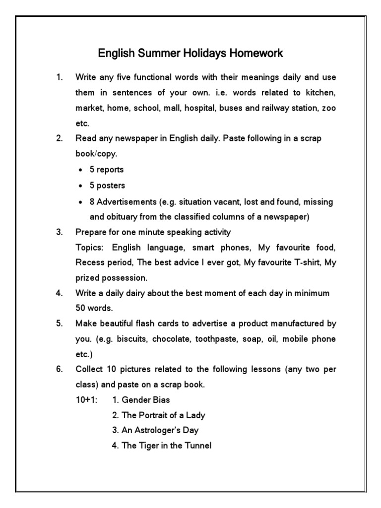Holiday HW | PDF