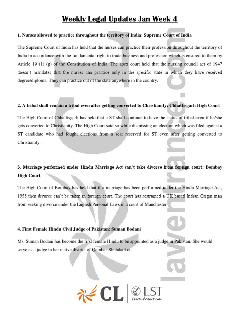 Weekly Legal Updates: Jan Week 4 | PDF