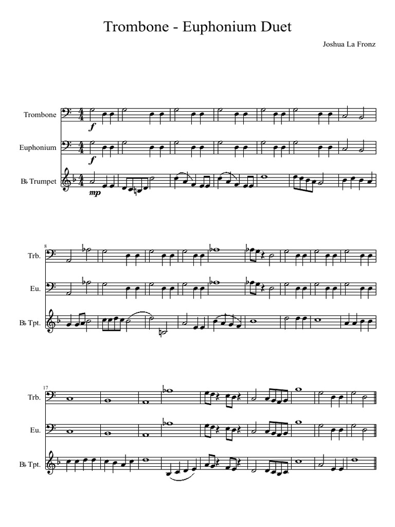 TromboneTrumpet and Euphonium Duet | PDF | Brass Instruments | Aerophones